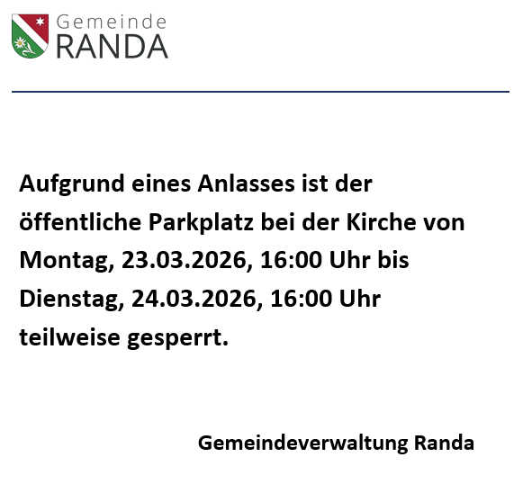 Parkplatz Kirche - Gemeinde Randa
