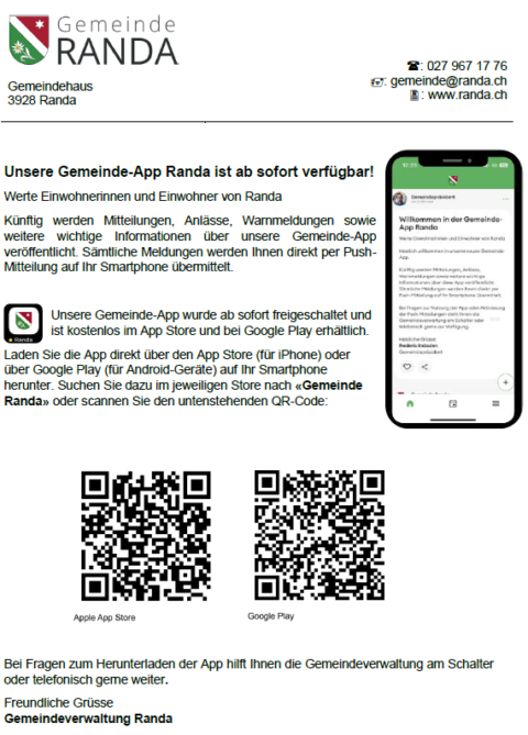 Gemeinde-App Randa - Gemeinde Randa